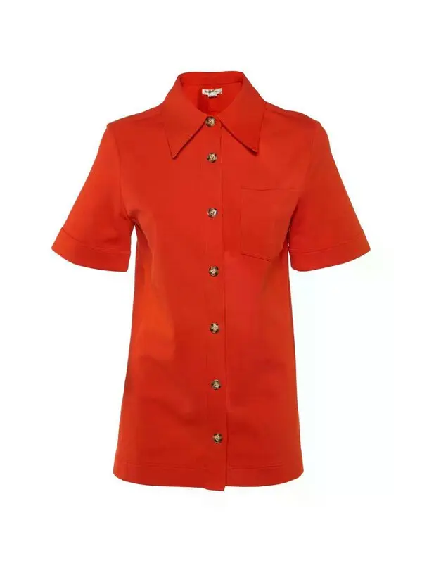 Victoria Beckham Red Jersey Button-front Shirt