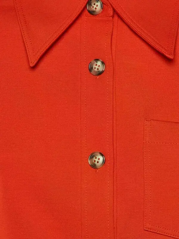 Victoria Beckham Red Jersey Button-front Shirt