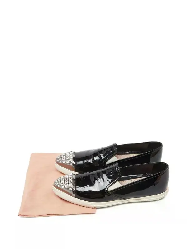 Miu Miu Embellished Leather Loafers