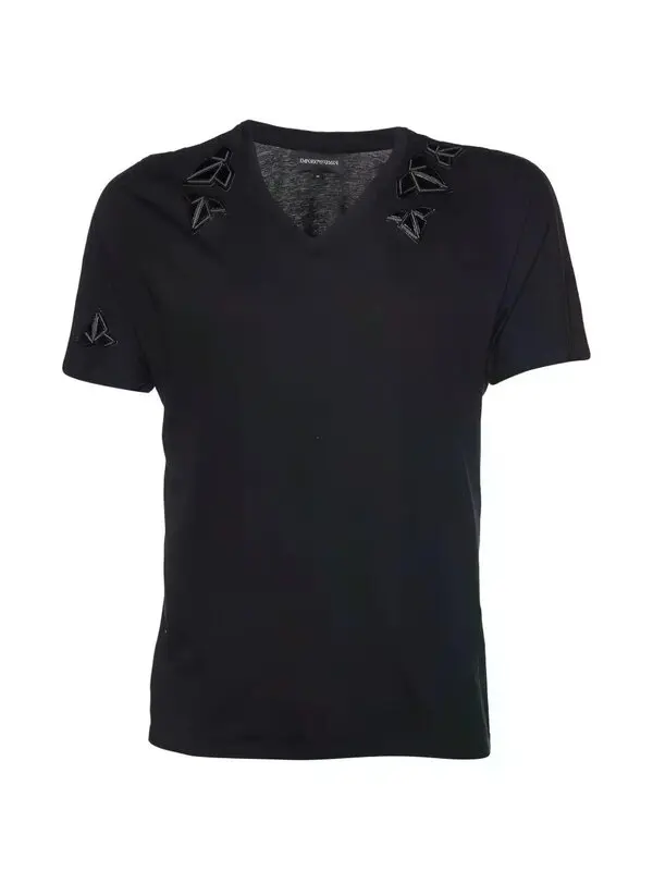 Emporio Armani Patch-detail V-neck T-shirt