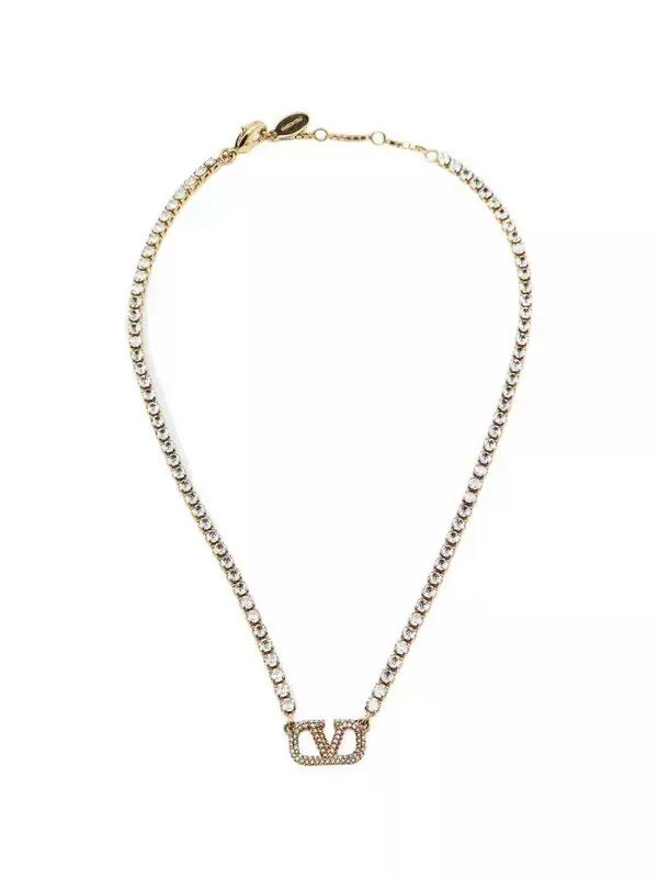Valentino Garavani Vlogo Signature Crystal Necklace - Gold