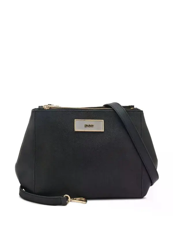 Dkny Logo Plaque Leather Shoulder Bag