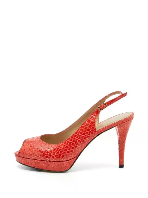STUART WEITZMAN Embossed Leather Slingback Pumps