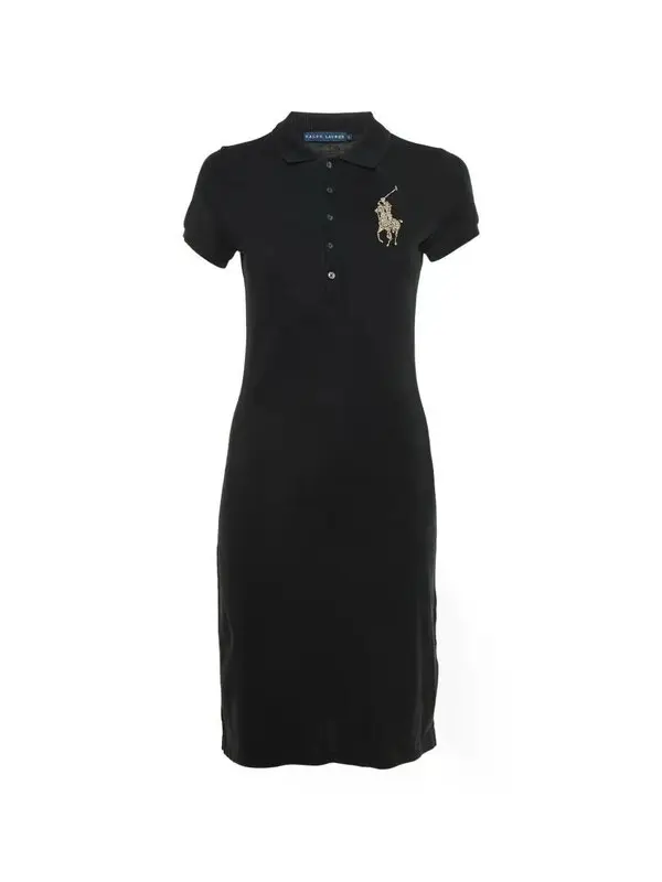 Polo Ralph Lauren Embellished Logo Midi Dress - Black