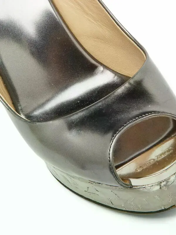 JIMMY CHOO Metallic Platform Wedge Sandals