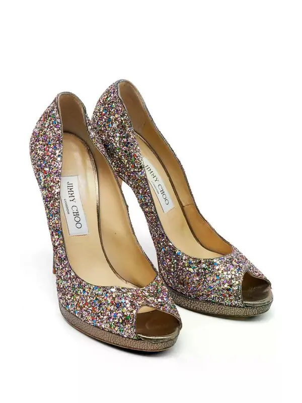 JIMMY CHOO Glitter Platform Pumps