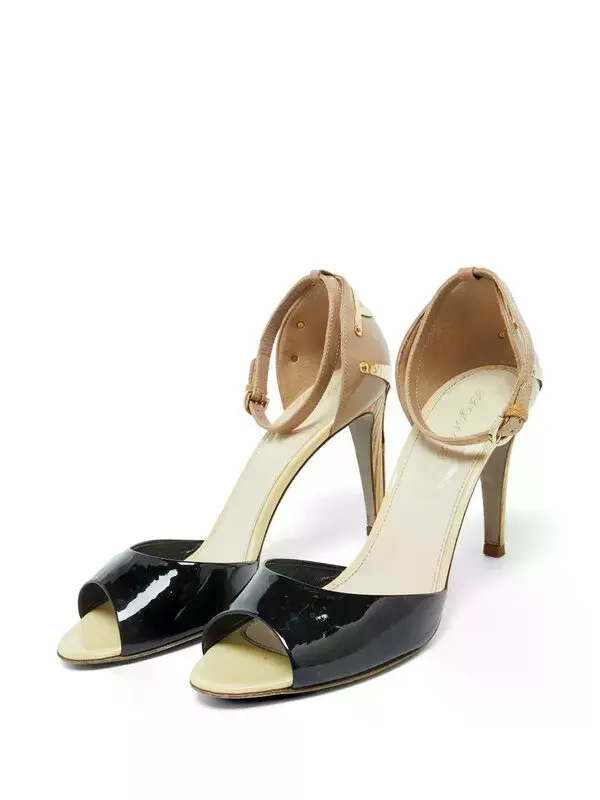 SERGIO ROSSI Patent Leather Ankle Strap Sandals