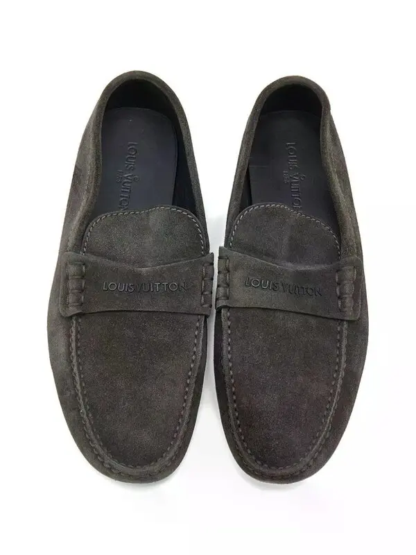 LOUIS VUITTON Suede Logo Penny Loafers