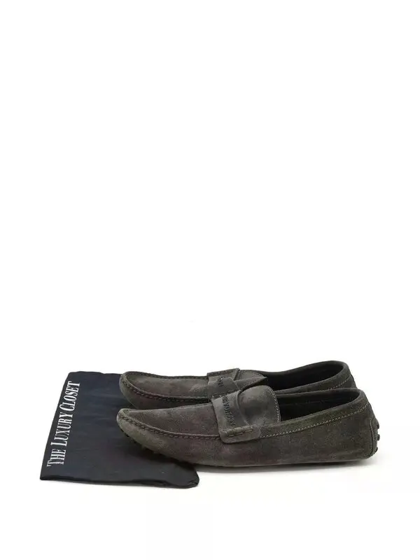 LOUIS VUITTON Suede Logo Penny Loafers