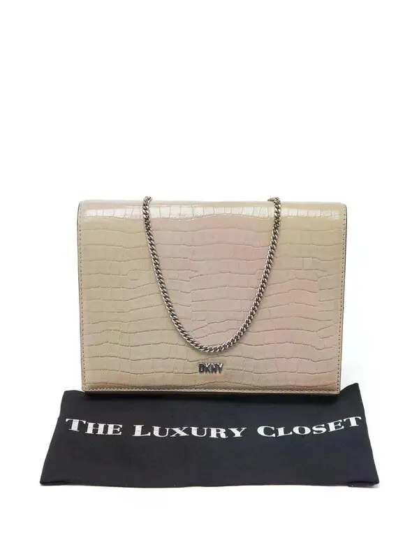 Dkny Croc-embossed Chain Shoulder Bag