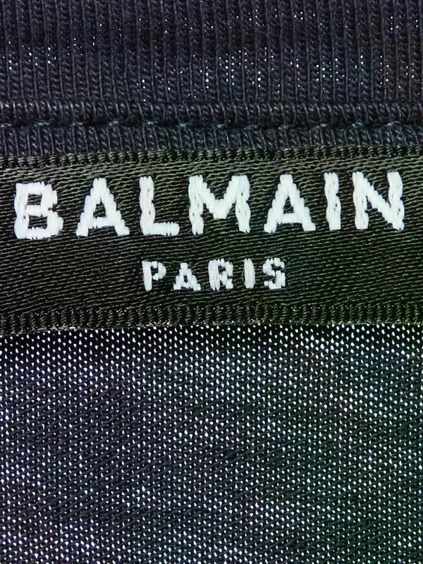 Balmain Logo Print Button Detail T-shirt
