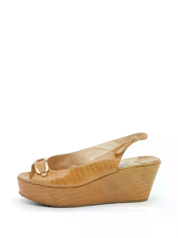 JIMMY CHOO Lizard-embossed Wedge Sandals