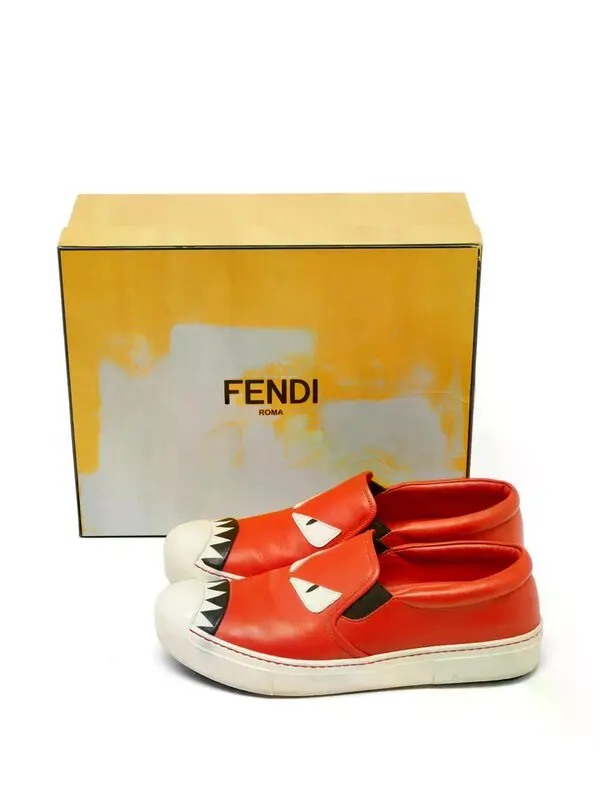 Fendi Monster Motif Slip-on Sneakers