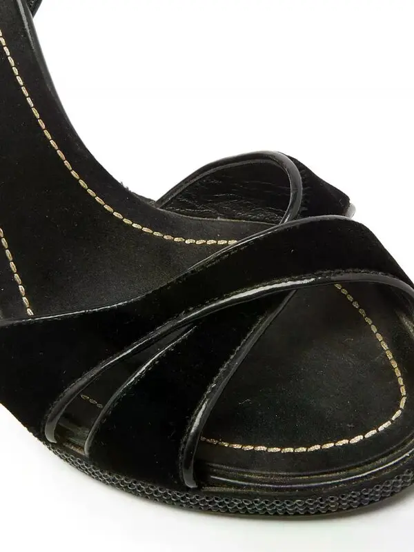 Rene Caovilla Velvet Patent Leather Sandals