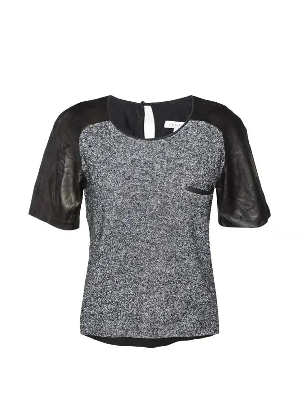 Sandro Leather-trim Terry Blouse