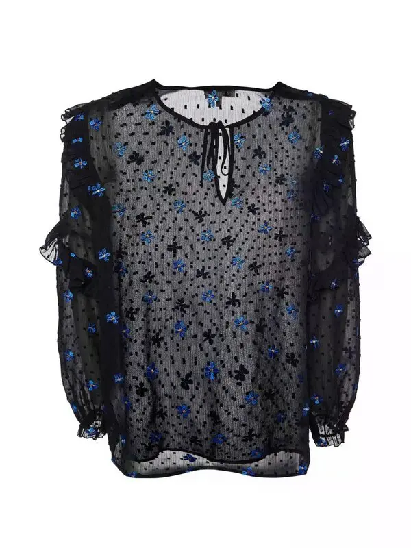Maje Dotted Ruffled Blouse