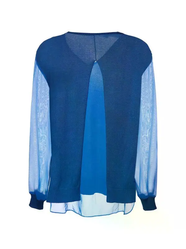 Versace Chiffon Paneled V-neck Sweater