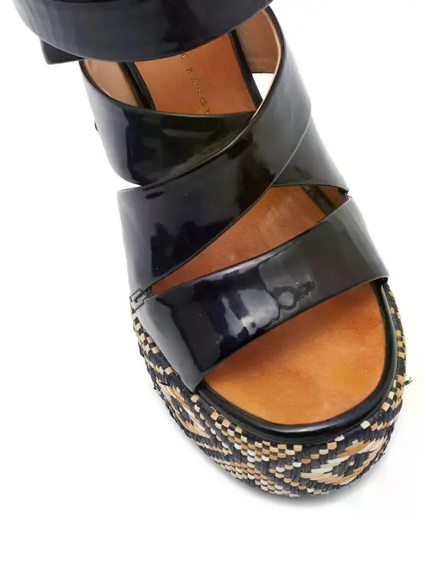 GIUSEPPE ZANOTTI Woven Platform Ankle Strap Sandals