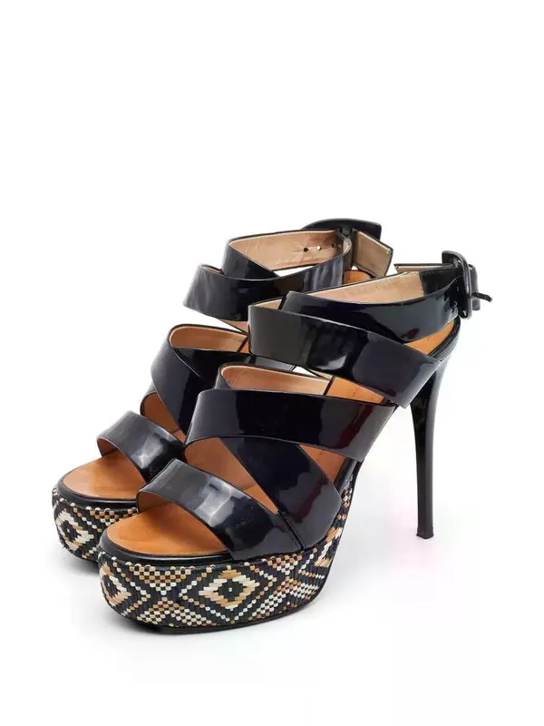 GIUSEPPE ZANOTTI Woven Platform Ankle Strap Sandals