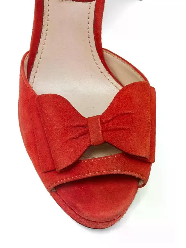 Miu Miu Orange Bow Detail Platform Ankle Strap Sandals