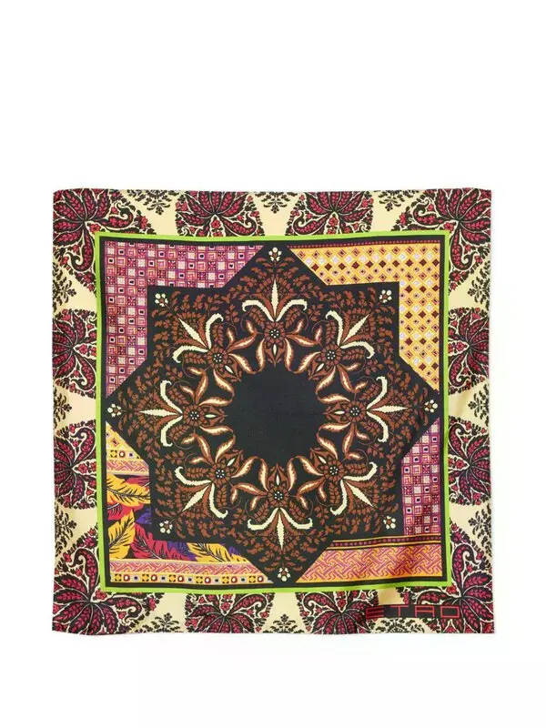 Etro Printed Silk Handkerchief - Brown