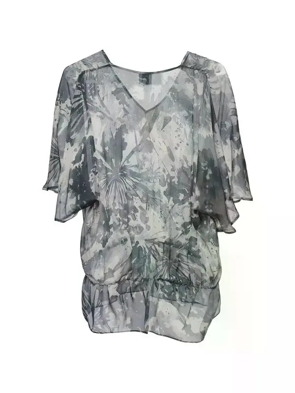 ARMANI Abstract Print Ruffled Blouse