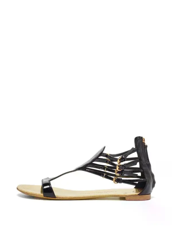 GIUSEPPE ZANOTTI Patent Leather Multi-strap Flat Sandals