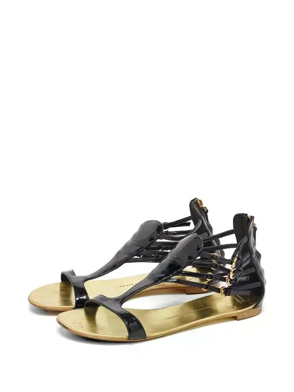 GIUSEPPE ZANOTTI Patent Leather Multi-strap Flat Sandals