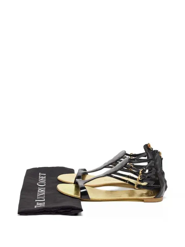 GIUSEPPE ZANOTTI Patent Leather Multi-strap Flat Sandals