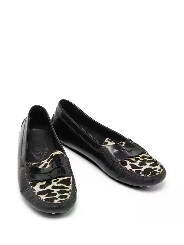 TOD'S Animal-print Patent Leather Gommino Loafers
