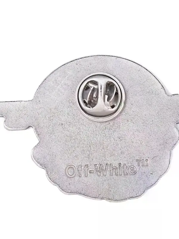 Off-White World Logo-print Brooch - Silver