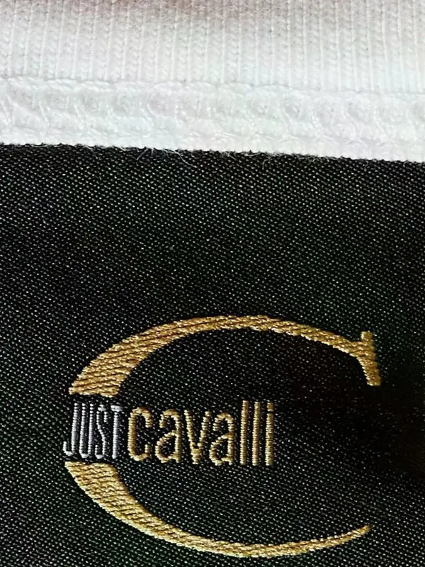 Just Cavalli Cotton T-shirt With Button Placket And Flap Pockets