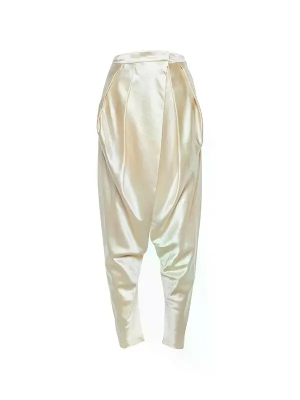 Balmain Beige Pleated Draped Trousers