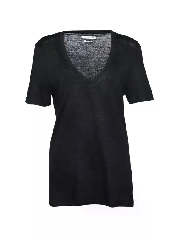 MARANT ETOILE Linen Knit V-neck T-shirt - Black
