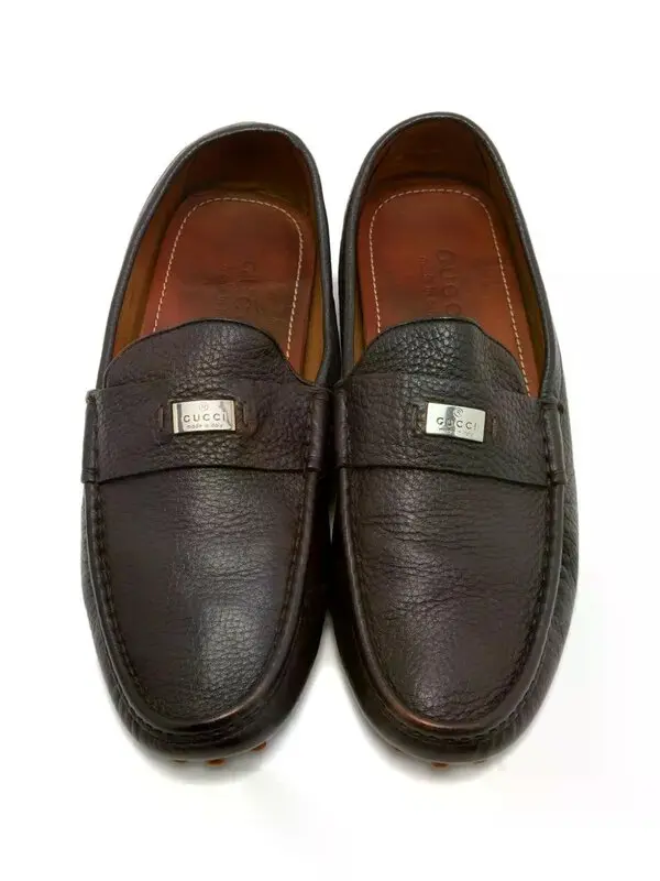 Gucci Logo-plaque Leather Loafers