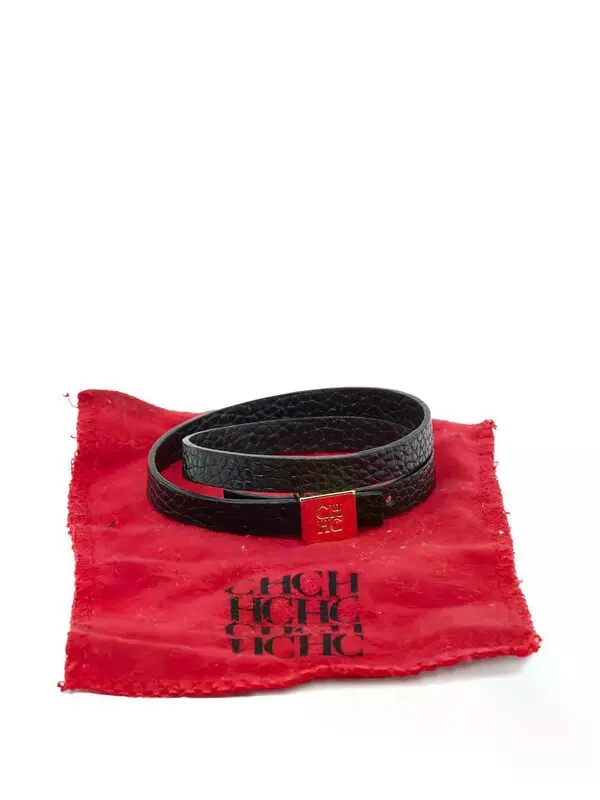 Carolina Herrera Double Wrap Leather Bracelet