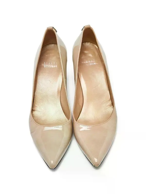 STUART WEITZMAN Grey Patent Leather Pointed-toe Pumps