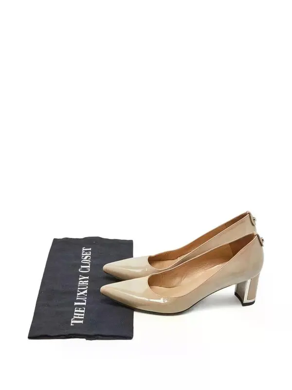 STUART WEITZMAN Grey Patent Leather Pointed-toe Pumps