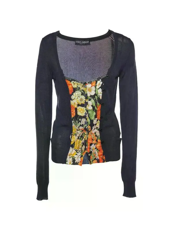 Dolce & Gabbana Floral-print Paneled Cardigan