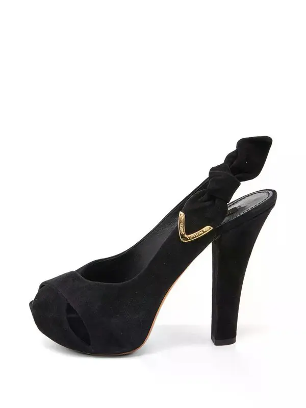 LOUIS VUITTON Suede Slingback Block Heels