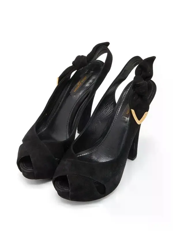 LOUIS VUITTON Suede Slingback Block Heels