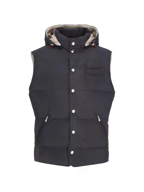 Brunello Cucinelli Padded Hooded Gilet - Blue