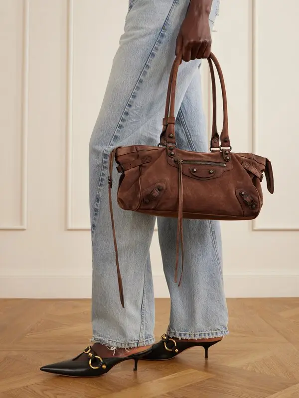 Balenciaga Le City East/west Suede Shoulder Bag