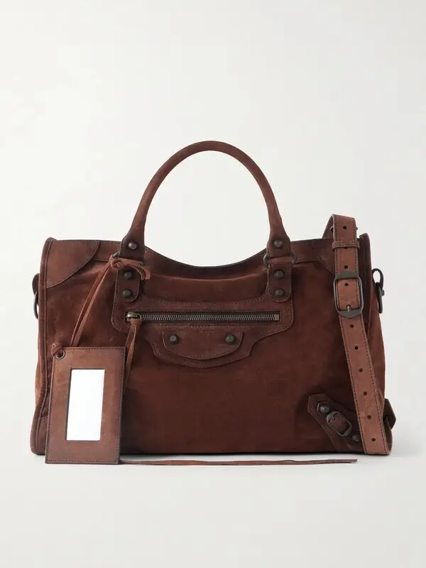 Balenciaga Le City Medium Suede Shoulder Bag - Brown