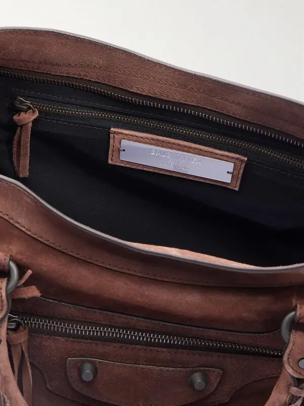 Balenciaga Le City Medium Suede Shoulder Bag - Brown