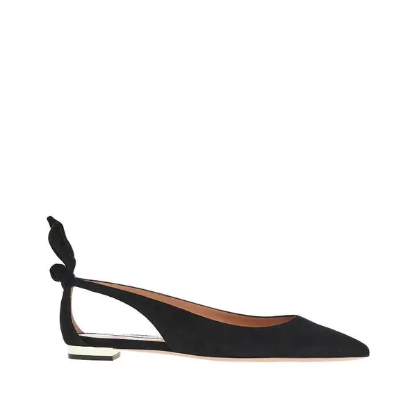 AQUAZZURA Bow Tie Suede Ballet Flats - Black