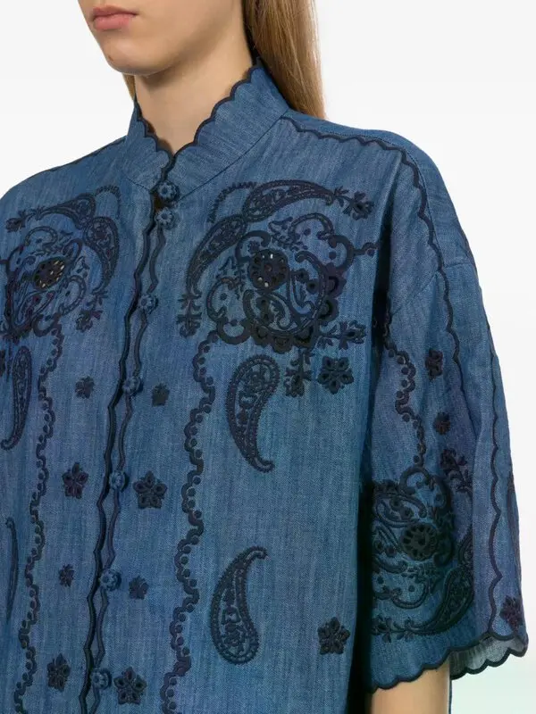 Zimmermann Embroidered Scalloped Blouse