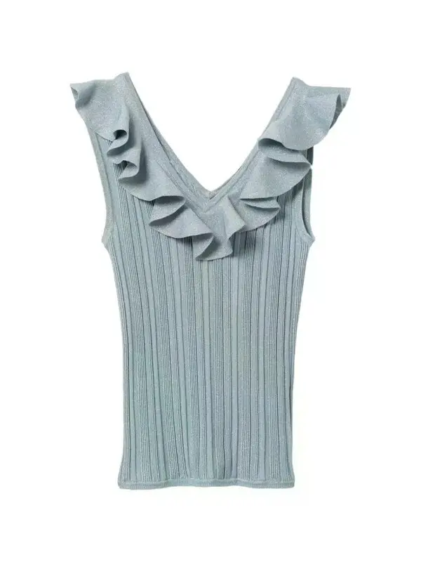 Zimmermann Ribbed Knit V-neck Top - Blue