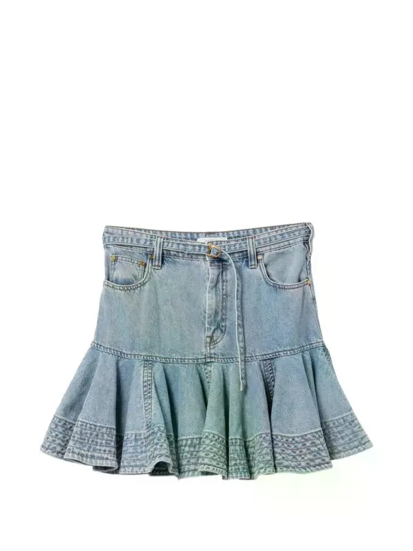 Zimmermann Ruffled Denim Skirt