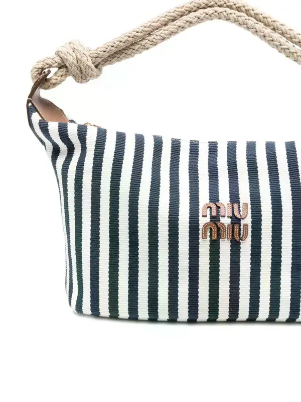Miu Miu Striped Rope-handle Tote Bag - Blue